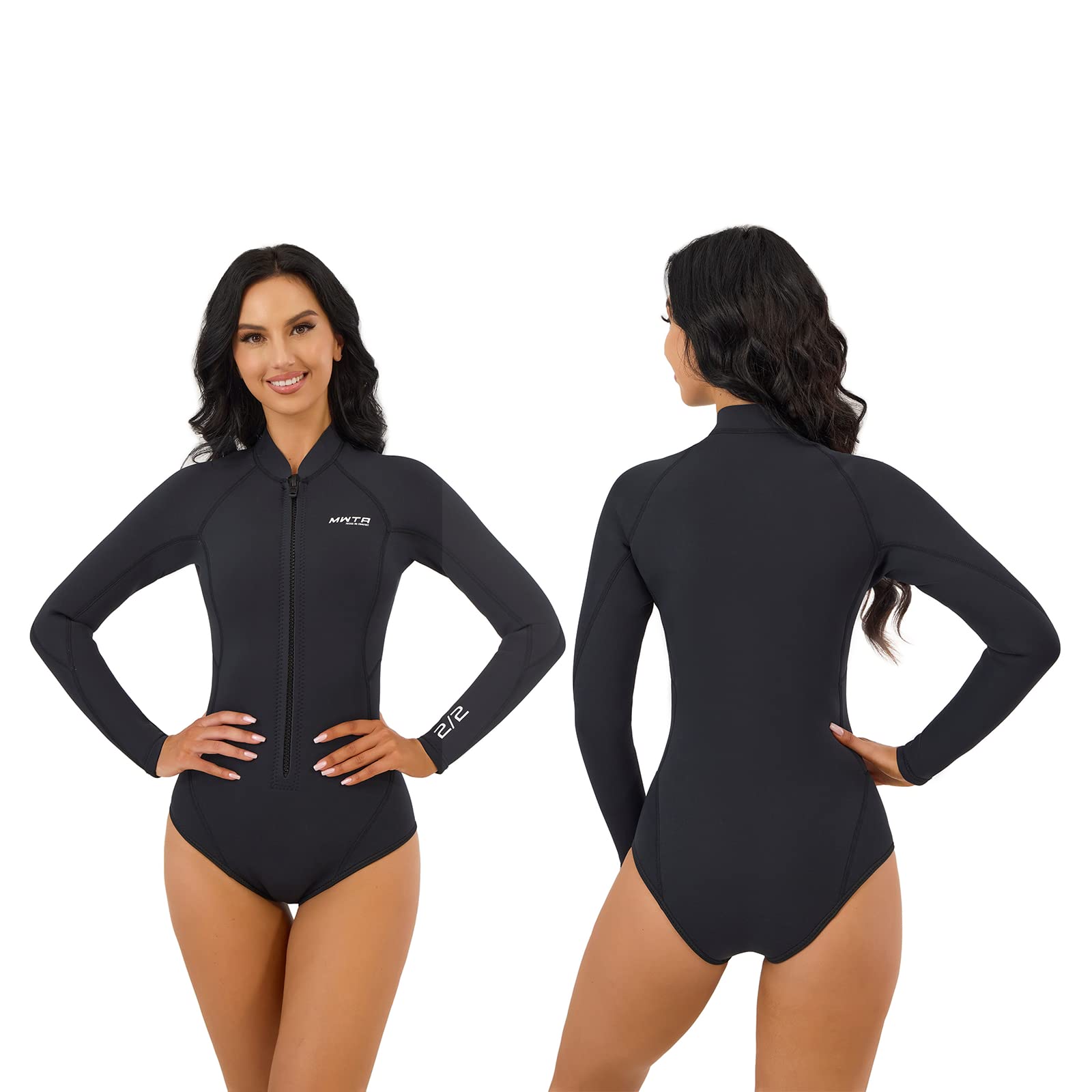 MWTA Wetsuit Women Shorty 2.0mm Neoprene Front Zipper for UV Protection Surfing Diving Snorkeling Kayaking BLK Size 8