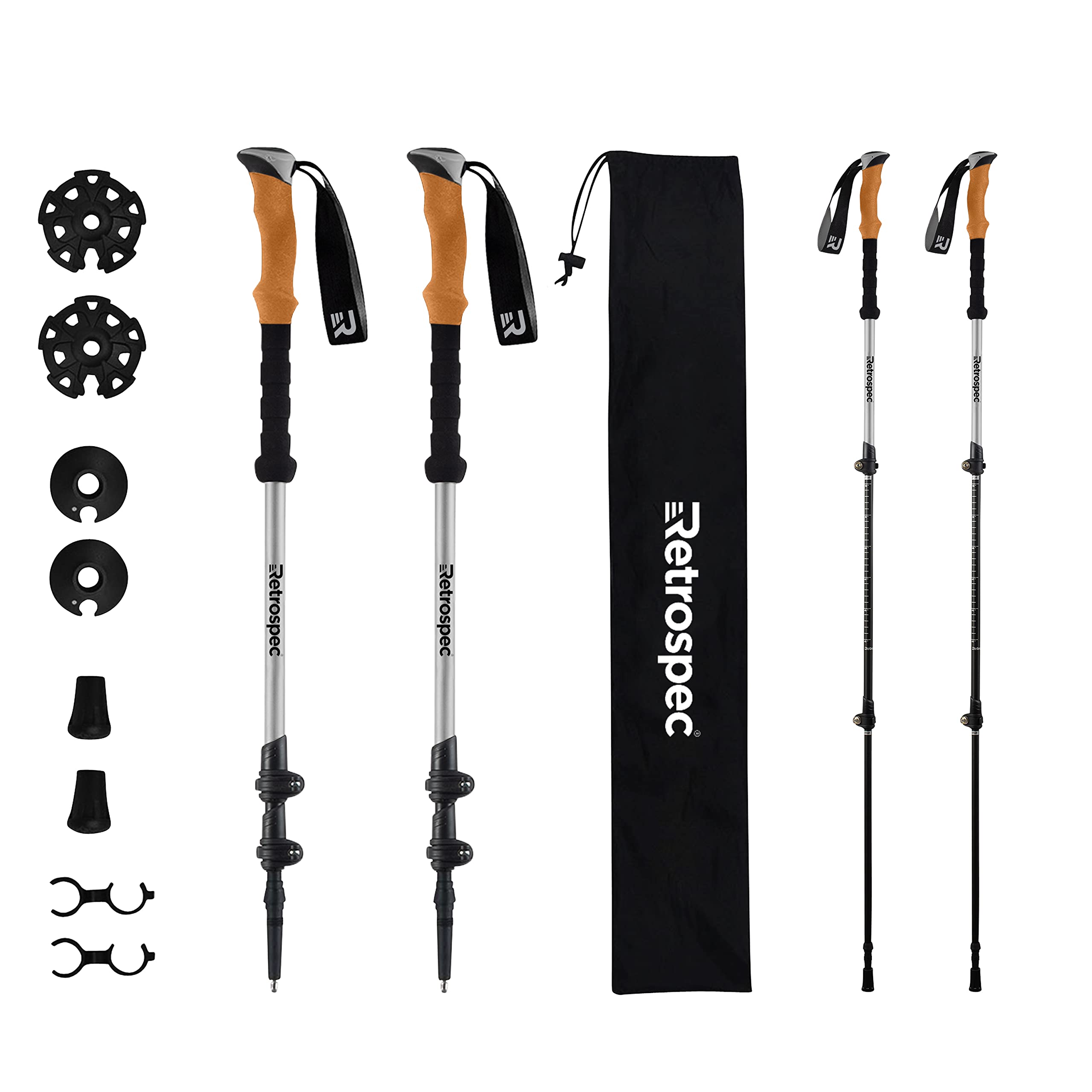 Retrospec Solstice Trekking & Ski Poles for Men & Women - Aluminum w/Foam Grip - Adjustable & Collapsible Lightweight Hiking, Walking & Skiing Sticks - Matte Forest 2020