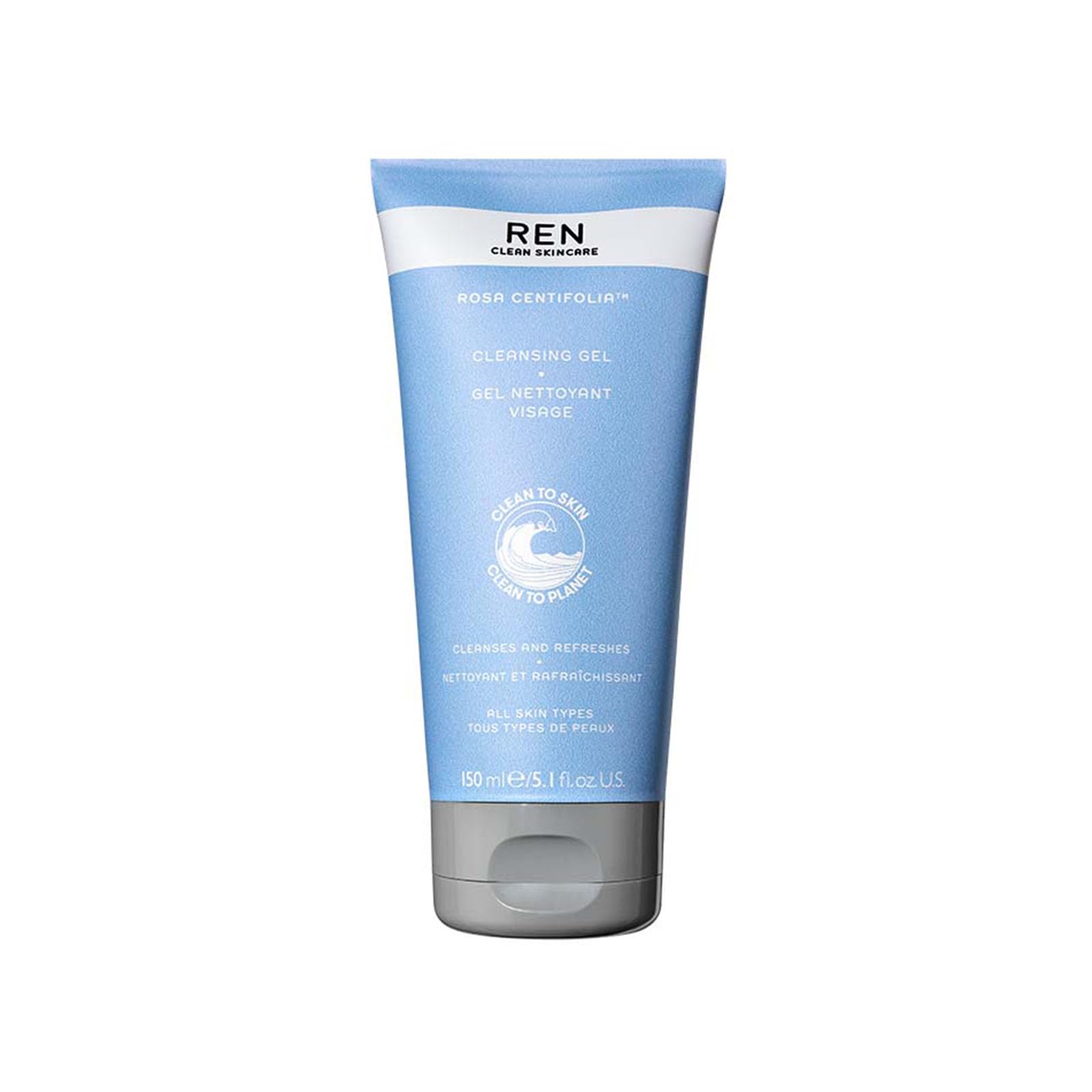 REN Clean Skincare - Rosa Centifolia⢠Cleansing Gel - Non-Stripping Face Cleanser for Balanced Skin, Cruelty-Free & Vegan