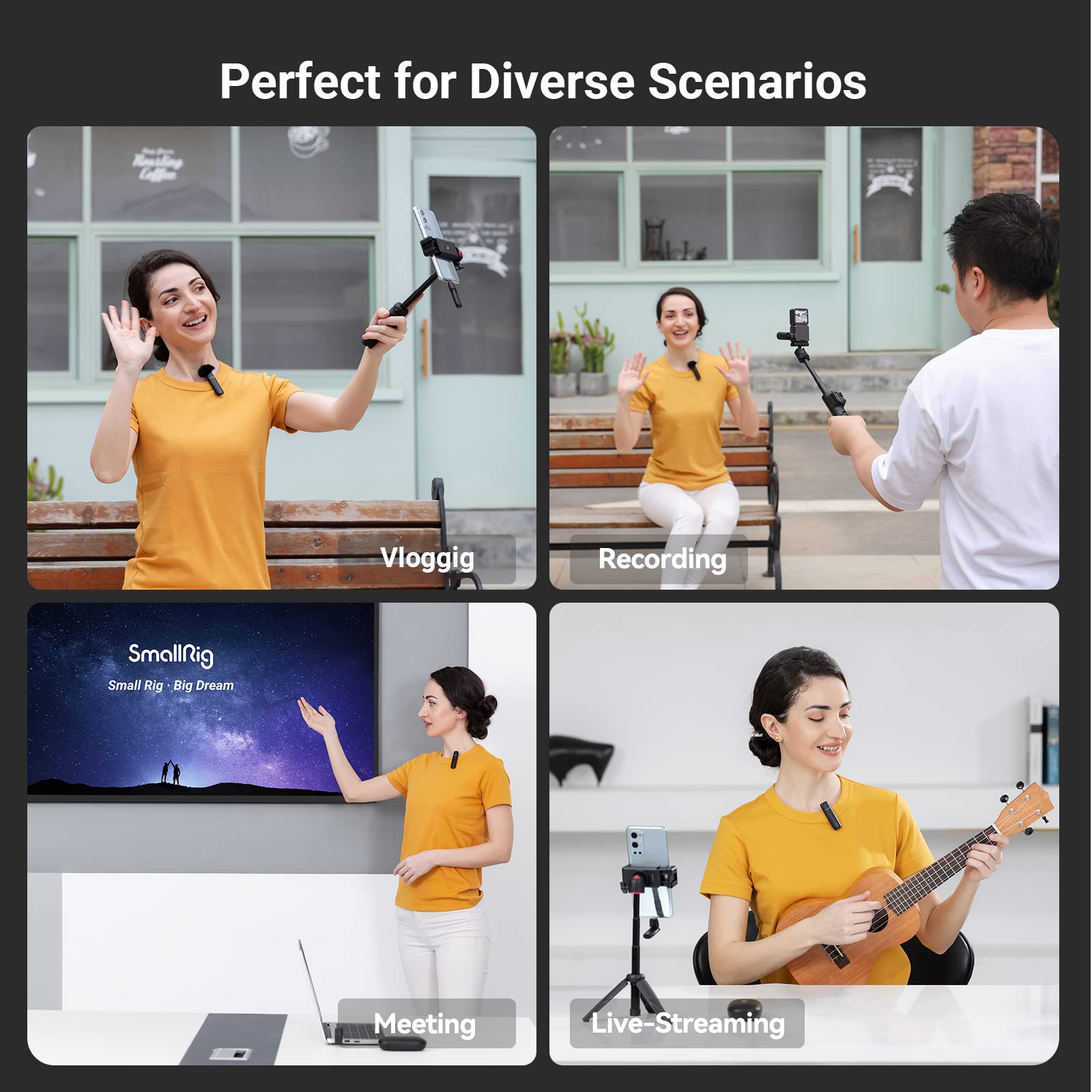 SMALLRIG Wireless Lavalier Microphone W1 for iPhone, Smartphone and Action Camera, Phone Wireless Microphone, Plug & Play Clip-on Mic for YouTube, Vlogging & Live Streaming - 3495B