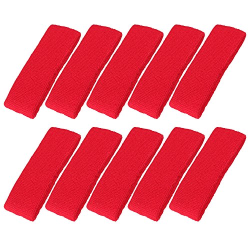 Mallofusa 10 PCS Sports Basketball Headband/Sweatband Head Sweat Band/Brace Gift Party Outdoor Activities (Red)