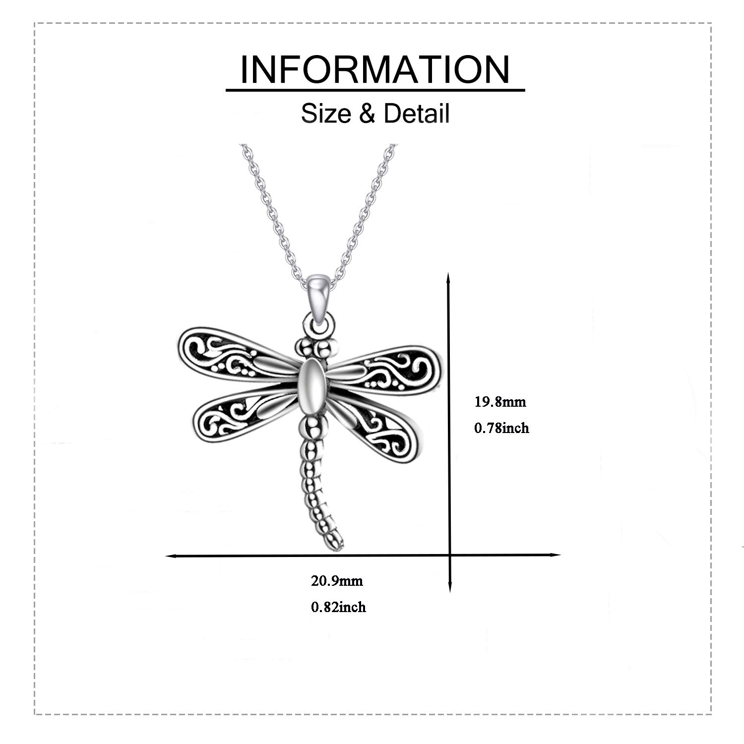 ONEFINITY Dragonfly Necklace 925 Sterling Silver Dragonfly Pendant Necklace Cute Dragonfly Jewelry Gifts for Women