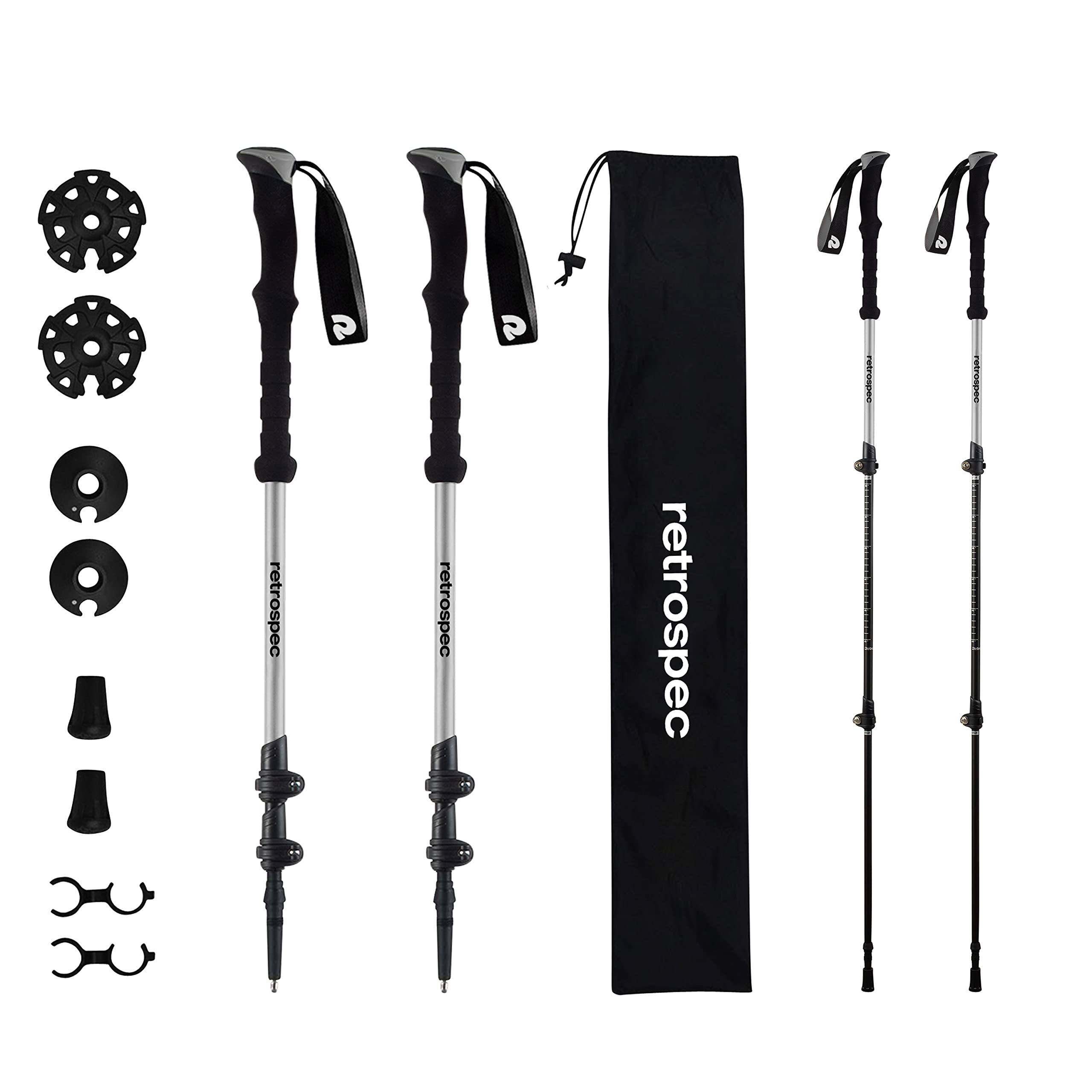 Retrospec Solstice Hiking Poles for Men & Women - Adjustable and Collapsible Lightweight Walking & Trekking Sticks - Aluminum w/ Cork or Foam Grip