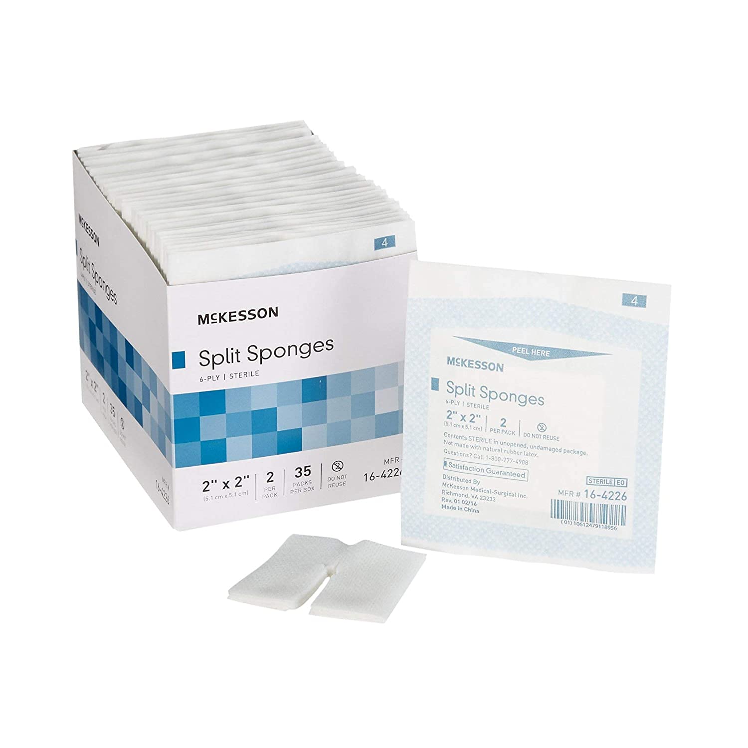 McKesson Performance Plus Gauze Iv Sponge 6Ply Sterile 2"X2" -35 Packs of 2 - Model 16-4226