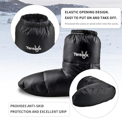 Tentock Camping Down Booties for Men Women Ultralight Waterproof Winter Down Socks for Skiing Snowboarding Indoor(XL)