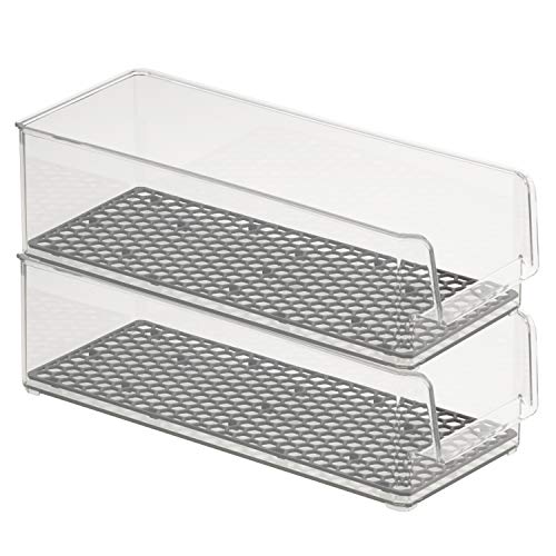 Spectrum Diversified Hexa in-Fridge Large Refrigerator Bin for Storage and Organization of Fruit Vegetables Produce and More, 15 x 6 x 4.25, Clear/Dark Gray