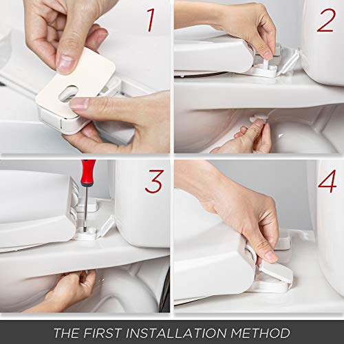 WSSROGY Elongated Toilet Seat with Lid, Slow Close Seat and Lids, Fits Standard Elongated or Oblong Toilets, Oval, Plastic,White
