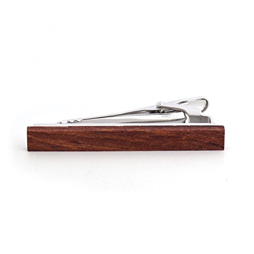 MERIT OCEAN Smart Men's Bulinga Wood Tie Clip Natural Tie Bar 2.1 Inch in Gift Box