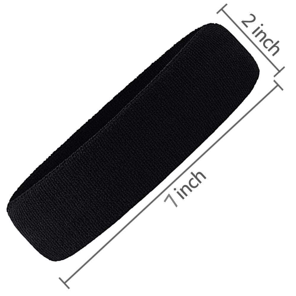 Men & Women Sweatband Headband Terry Cloth Moisture Wicking for Sports,Tennis,Gym,Work Out (Basic Color)