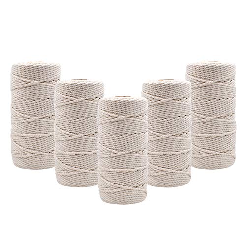 Macrame Cord 3mm 109 Yard 100% Natural Cotton Wall Hanging Plant Hanger Craft Making Knitting Cord Rope 109 yd (3mm)