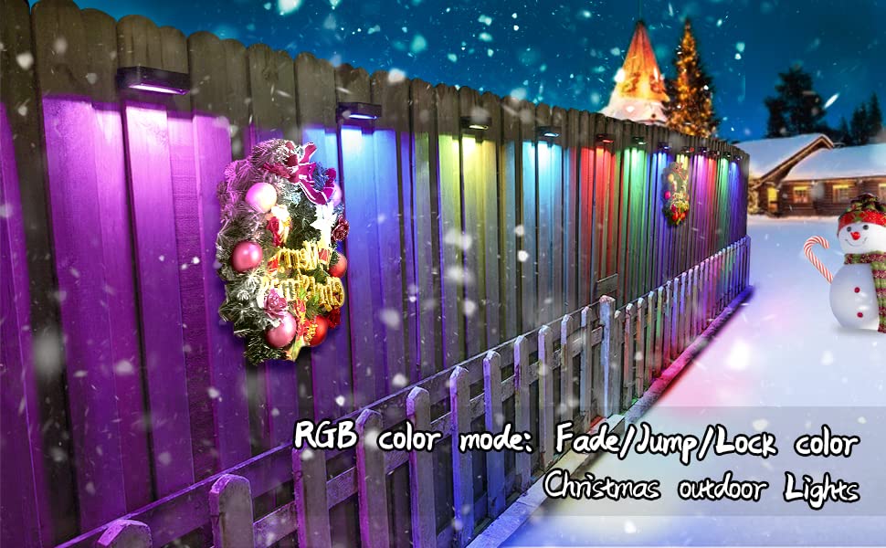 VOLISUN Solar Deck Lights ,7 Colors&Warm White Outdoor 4-Pack Waterproof Led Color Glow Solar Lights for Step,Fence,Railing,Wall,Stairs (1800mah,Long Lighting Time)