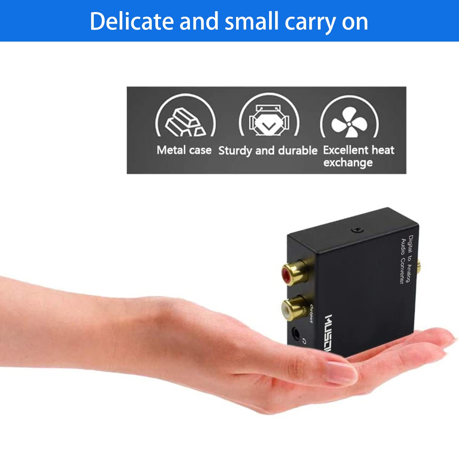 Musou 192kHz DAC Digital to Analog Converter Toslink Coaxial SPDIF Input to Analog RCA Stereo R/L Output Audio Adapter with 3.5mm Jack for PS3 Xbox HDDVD PS4 Home Cinema Systems