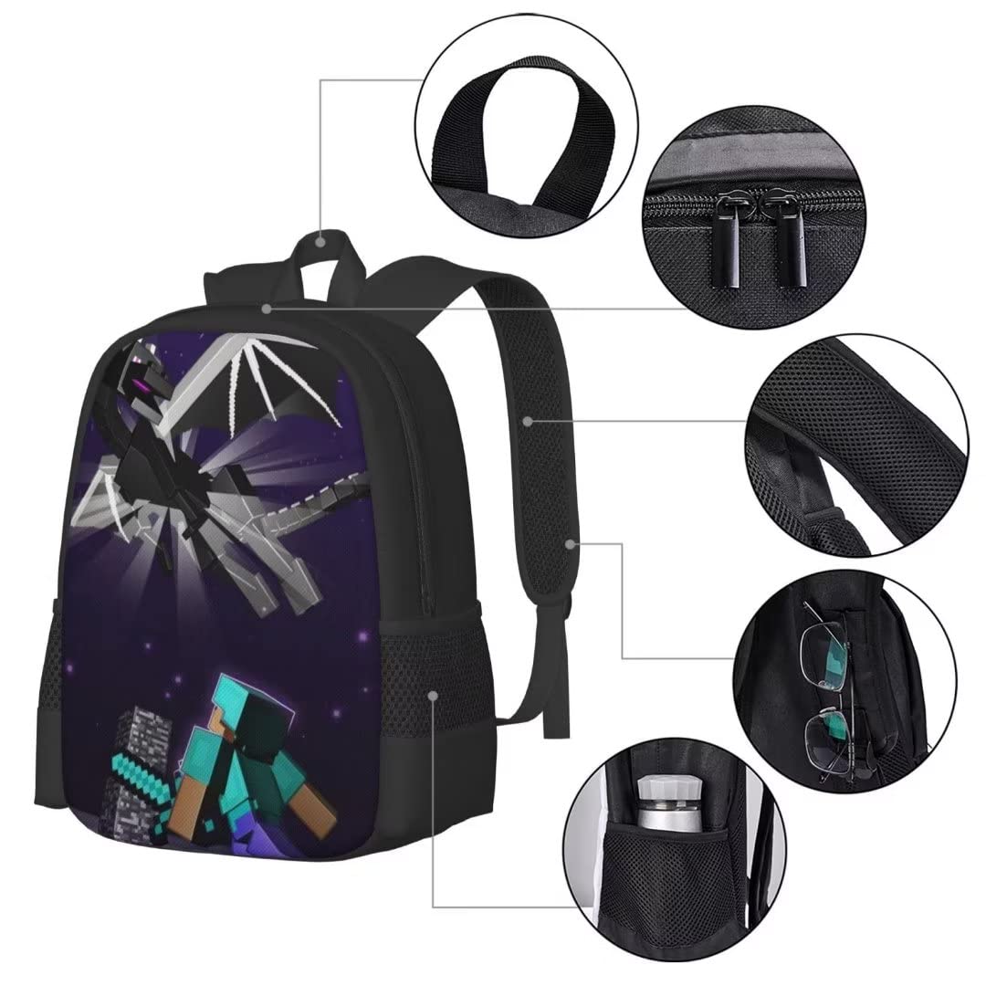 Megar Block World Game Backpack Cartoon Laptop Bags Lightweight Durable Backpack Casual Travel Backpack Laptop Backpack World Game Fan Gift