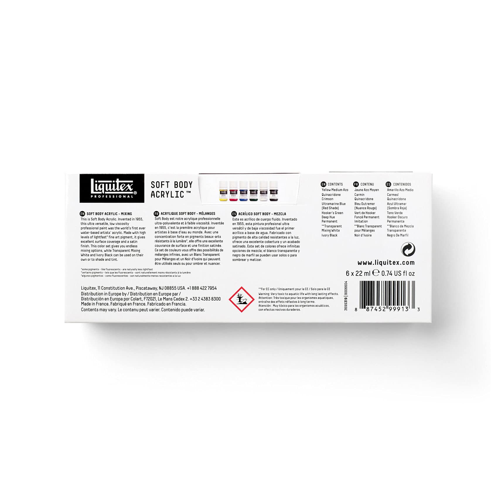 Liquitex Professional Soft Body Acrylic Paint, 6 x 22ml (0.74-oz), Mixing Set