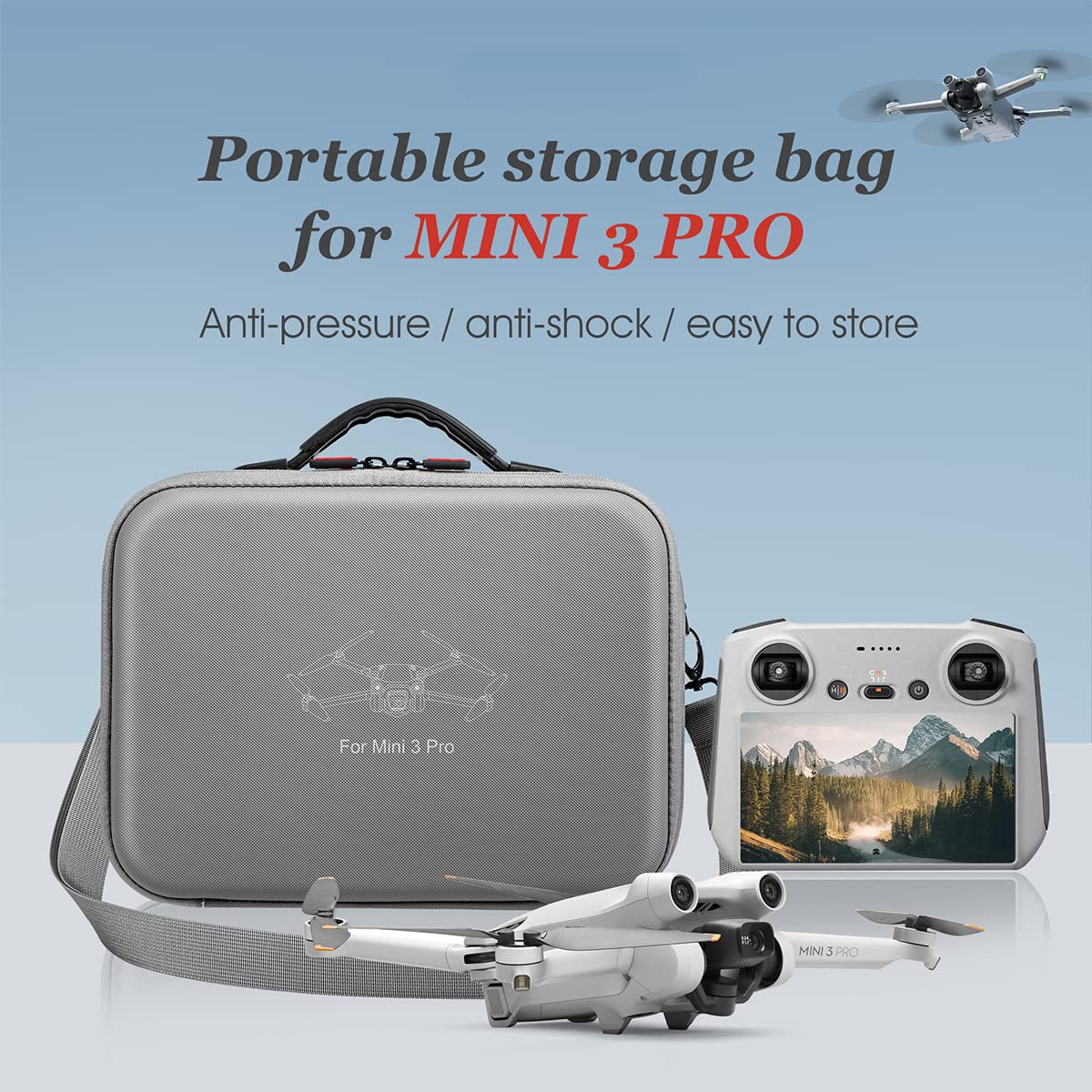 Supfoto Carrying Case for DJI Mini 3 Pro Storage Bag Hard Shell Travel Case Compatible with DJI Mini 3 Pro Drone and Accessories with Shoulder Strap