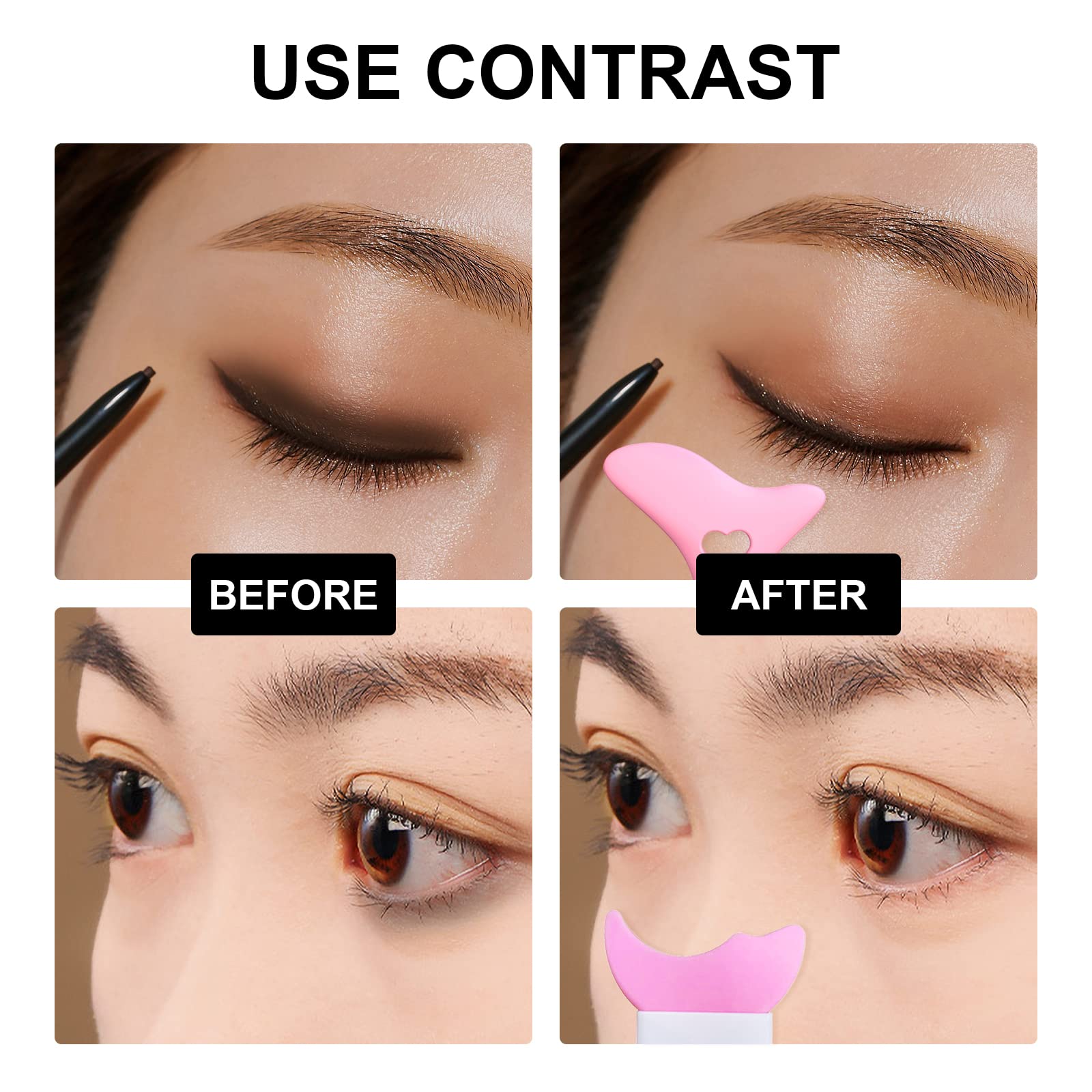NewBang 3PCS Eyeshadow and Mascara Shield Applicator Guard Pads,Eyeliner Stencils Wing Tip, Professional Silicone Eyeshadow,Eyeliner,Mascara Aid,Face Cream Mask Tool,Reusable Silicone Eye Pads Makeup