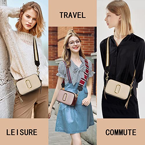 velocitybyte Crossbody Bags for Women,Small Crossbody purses Bag, Trendy Wide Strap Handbags, Leather Shoulder Bag With double layer zip (White)