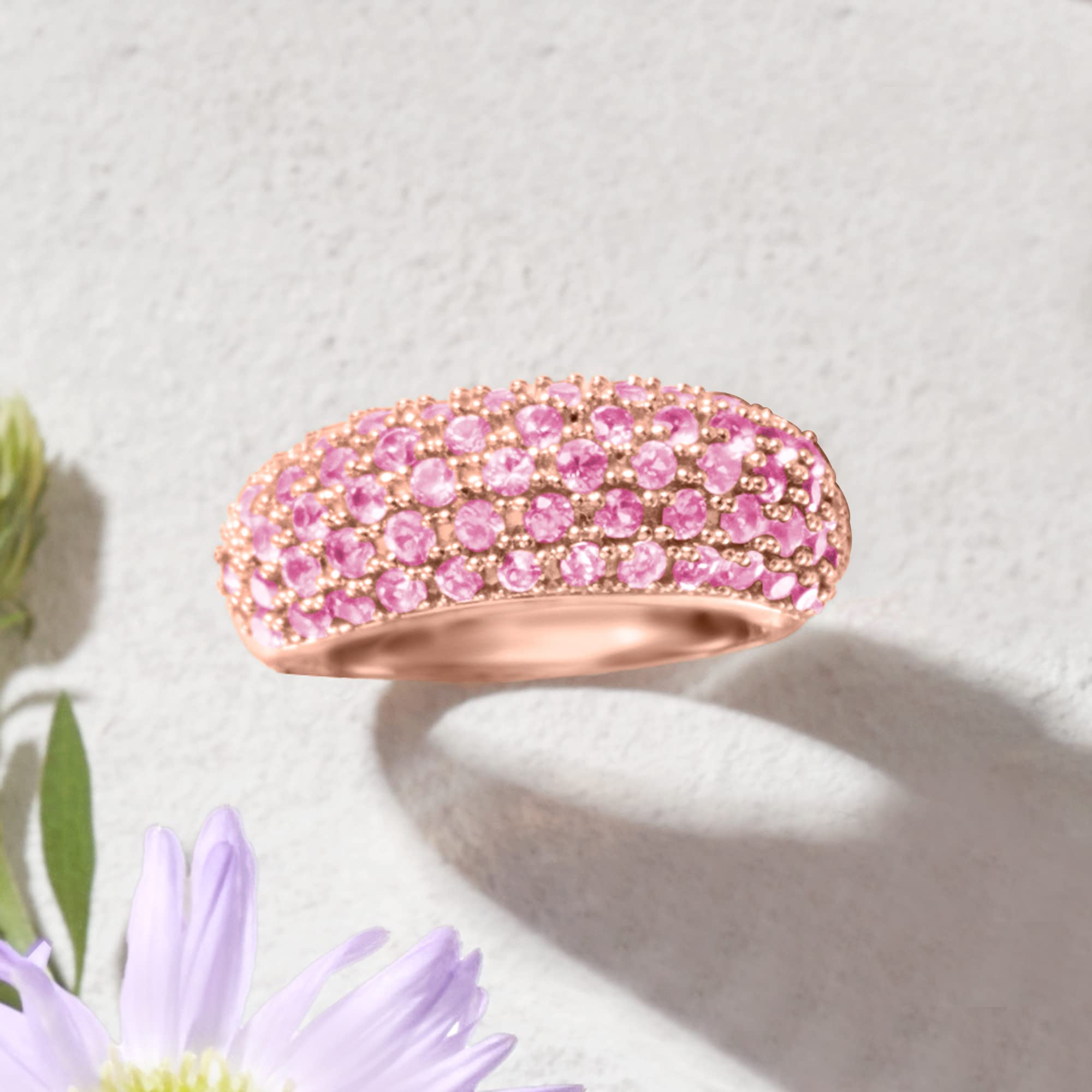 Ross-Simons 2.50 ct. t.w. Pave Pink Sapphire Ring in 14kt Rose Gold. Size 9