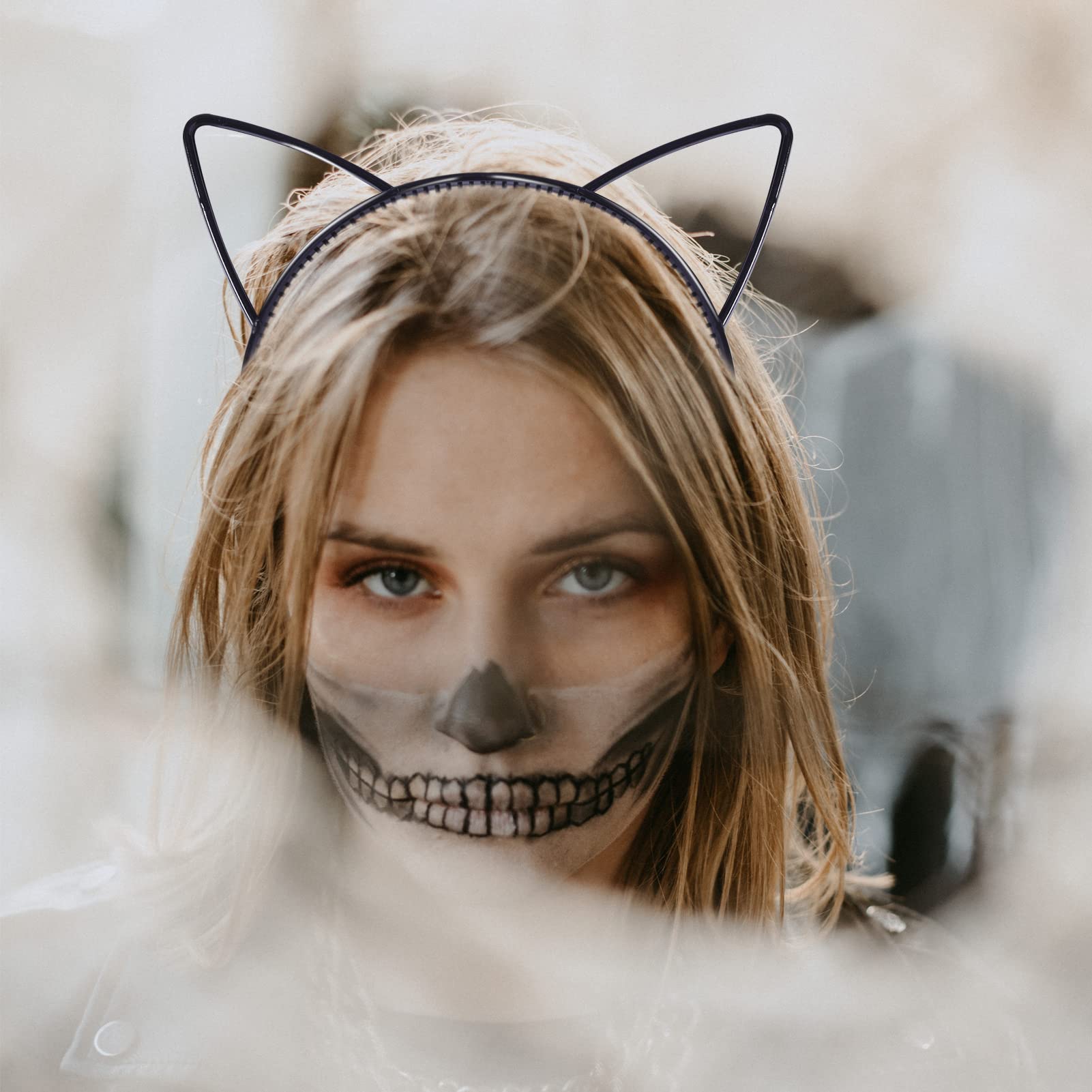 Rhoxshy Plastic Cat Ears Headband Cat Headbands for Girls Women Multicolor Head Hoops Sawtooth Kitty Ears Hairbands (Black)