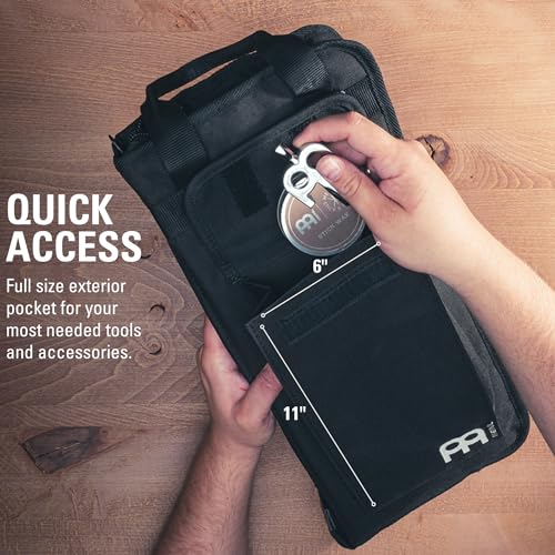 Meinl Percussion Drum Stick Bag with Extra Outside Pocket and Floor Tom Hooks β for Mallets, Brushes and Accessories, Black, Standard (MSB-1)
