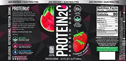 Protein2o 20g Whey Protein Isolate Infused Water Plus Electrolytes, Sugar Free Sports Drink, Ready To Drink, Gluten Free, Lactose Free, 20g Variety Pack, 16.9 Fl Oz (12 Count)