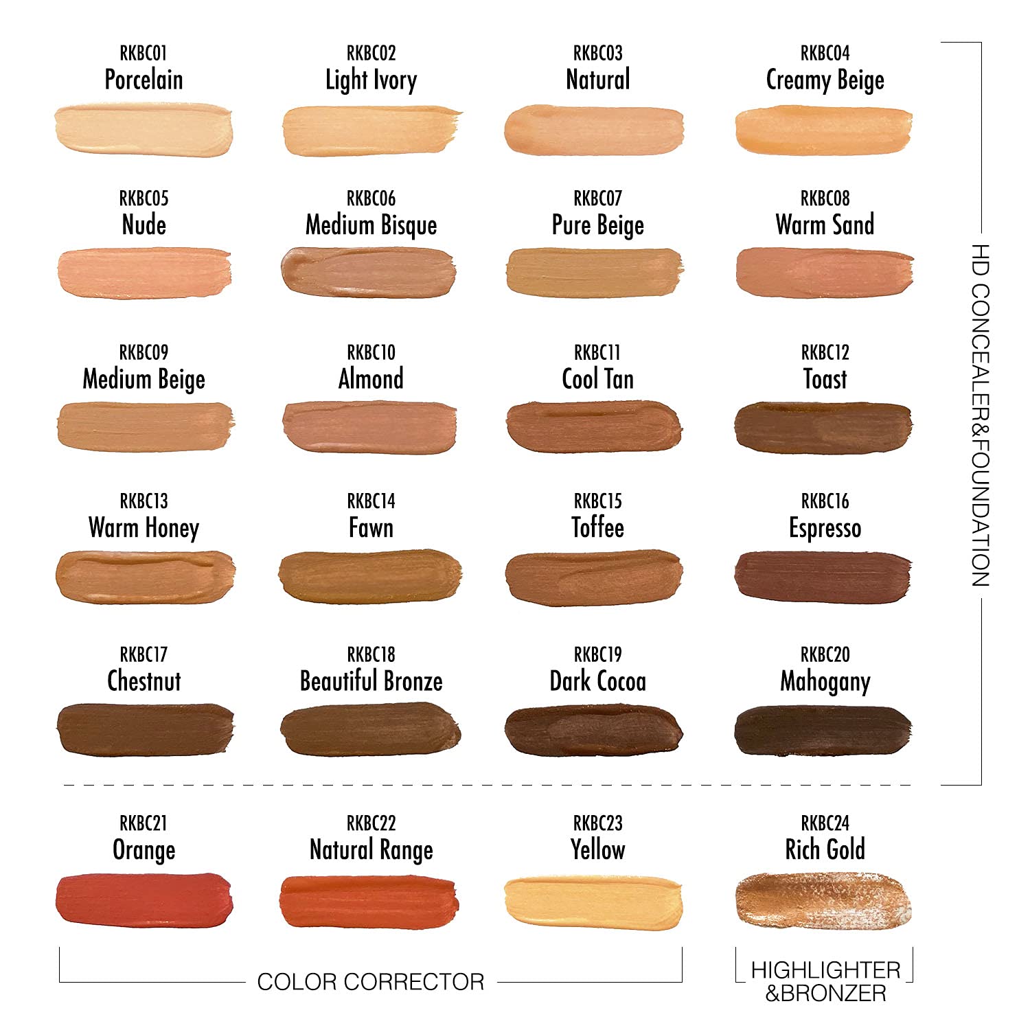 Ruby Kisses HD Concealer & Foundation Flawless Full Cover Brush Face Makeup (Orange Corrector)