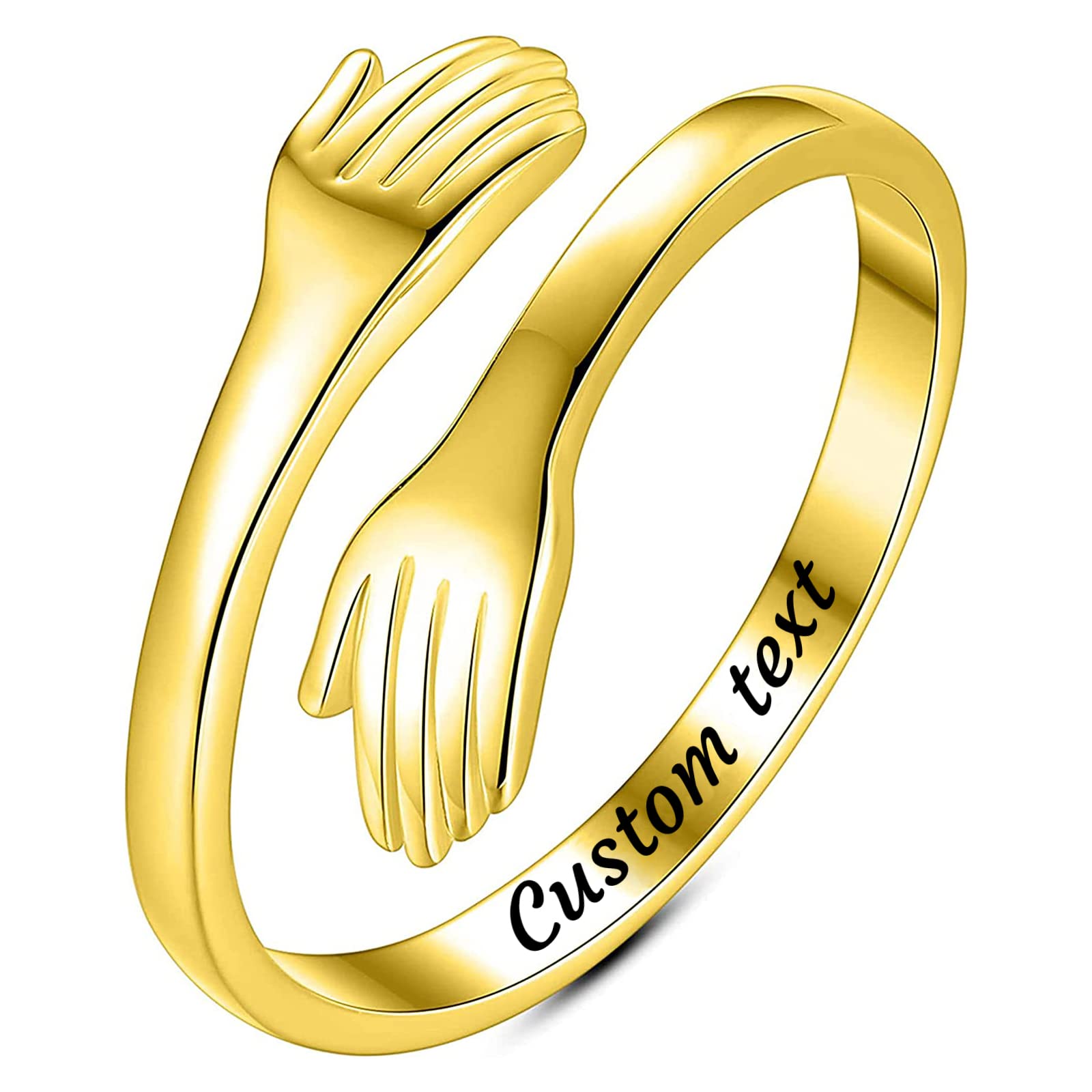 SLOONG Custom Hug Ring for Women, Gold/Rose Gold/Sliver Personalized Name Ring, Custom Name Hugging Rings for Daughter's and Women's Great Gift