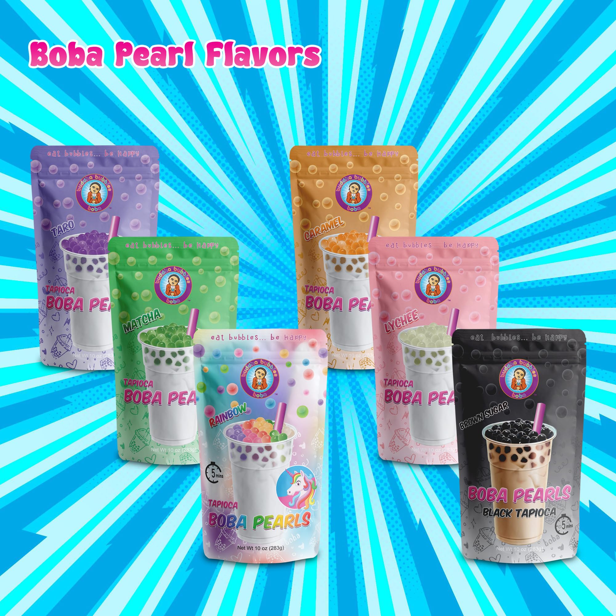 Quick Cook REAL Tapioca Black (Brown Sugar) Boba Pearls By Buddha Bubbles Boba 10 Ounces (283 Grams)