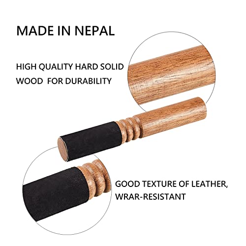 Singing Bowl Mallet, Made in Nepal, Suede Wooden Striker, Leather Wrapped Mallet for Sound Bowls-1 Piece with Velvet Bag