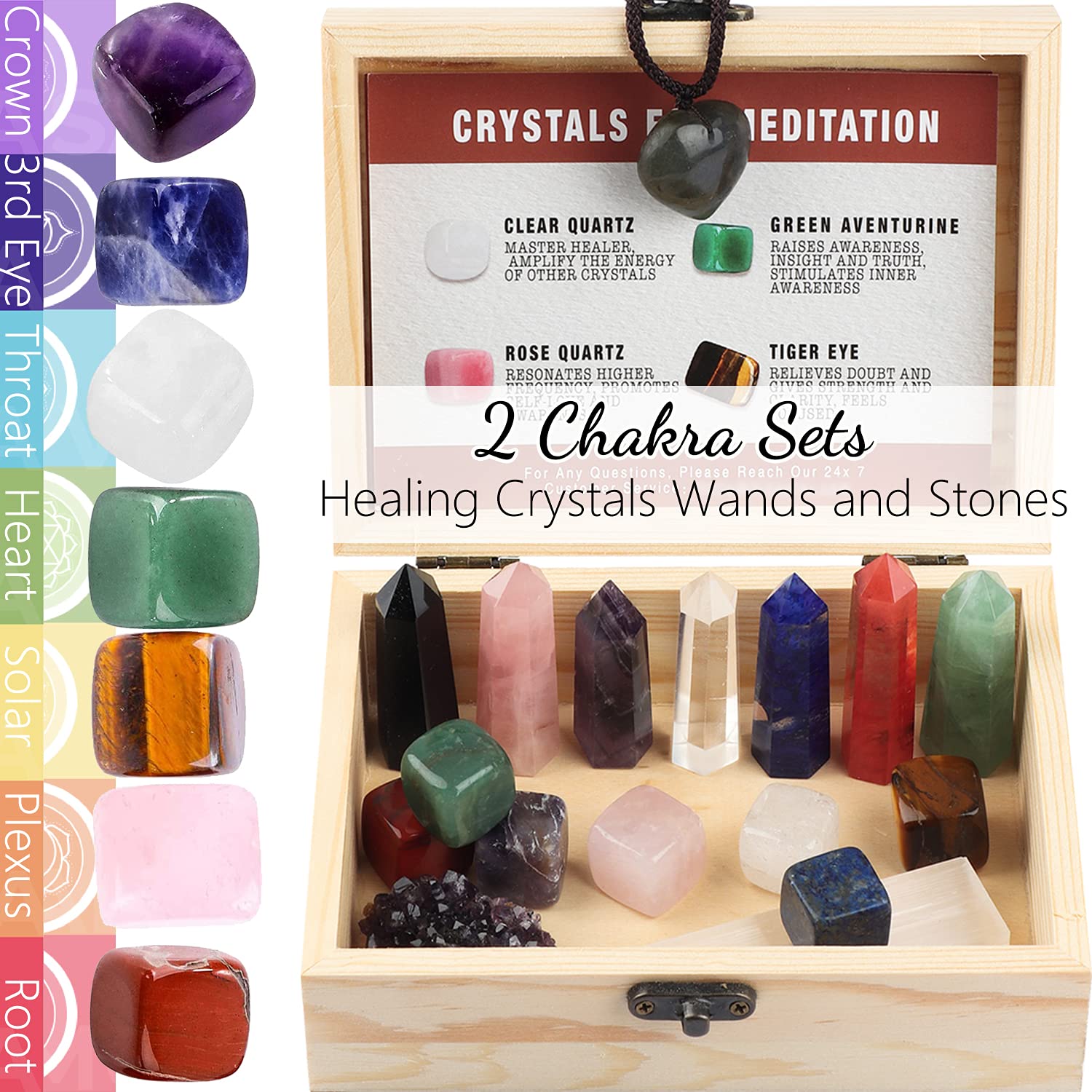 Singing Bowls and Meditation Crystal Wands Box
