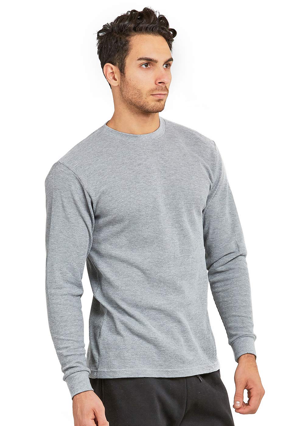 Men's Classic Waffle-Knit Heavy Thermal Top (M, Heather Gray)