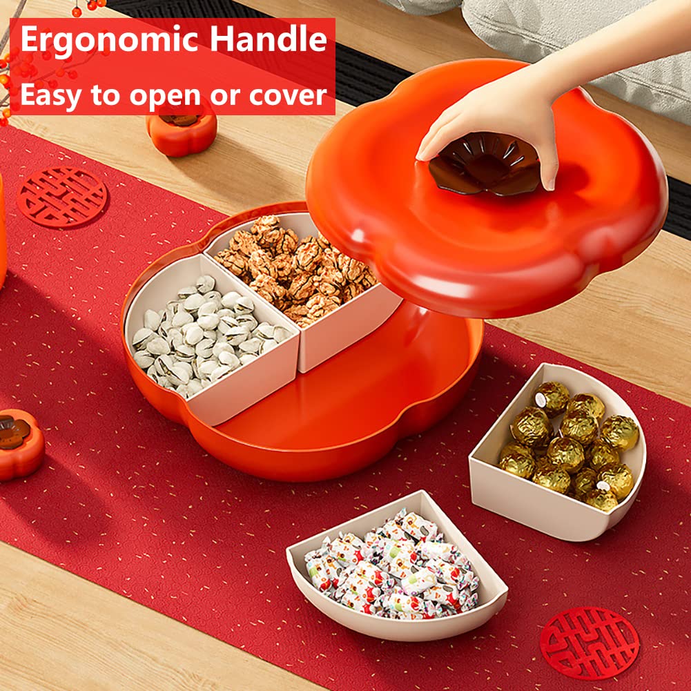 Taiuloo Divided Serving Tray with Lid, 4 Compartment Removable Snack Platter Container, BPA-Free Storage Box for Appetizer, Snackle, Candy, Fruit, Nut, Veggie, Parties Entertaining Dishwasher Safe