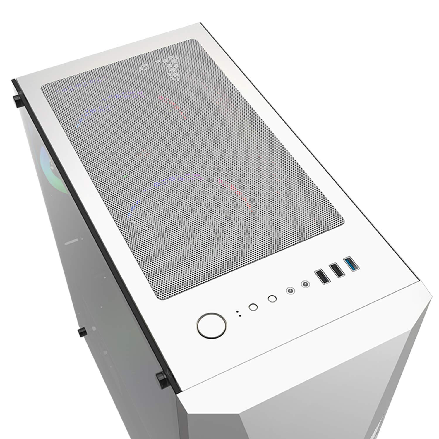 Montech Fighter 500 White ATX Mid-Tower Computer Gaming Case/Pre-Installed Four Rainbow LED Fans, High-Airflow, Mesh 3D Front Panel, Tempered Glass, Magnetic Dust Filter/ATX,Micro ATX,Mini-ITX