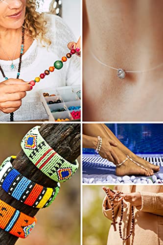 Mandala Crafts Crystal String Transparent 0.8mm Elastic Cord for Jewelry Making - 65 YDs Stretchy Elastic String Beading Cord - Elastic Bracelet String for Bracelet Making