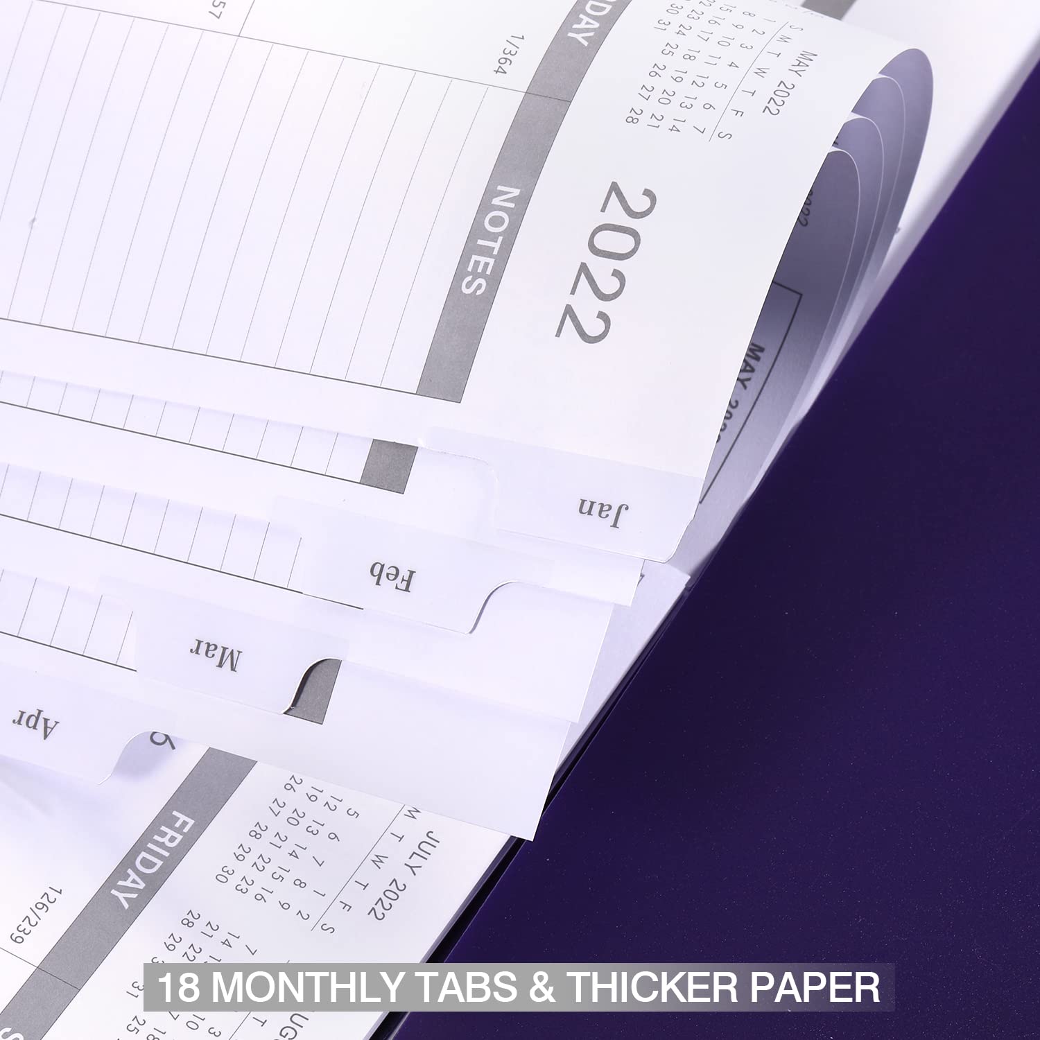 Monthly Planner 2022-2023 - 18-Month Planner with Tabs, Pocket, Label, Contacts and Passwords, 8.5" x 11", Jan. 2022 - Jun. 2023, Twin-Wire Binding - Purple by Artfan