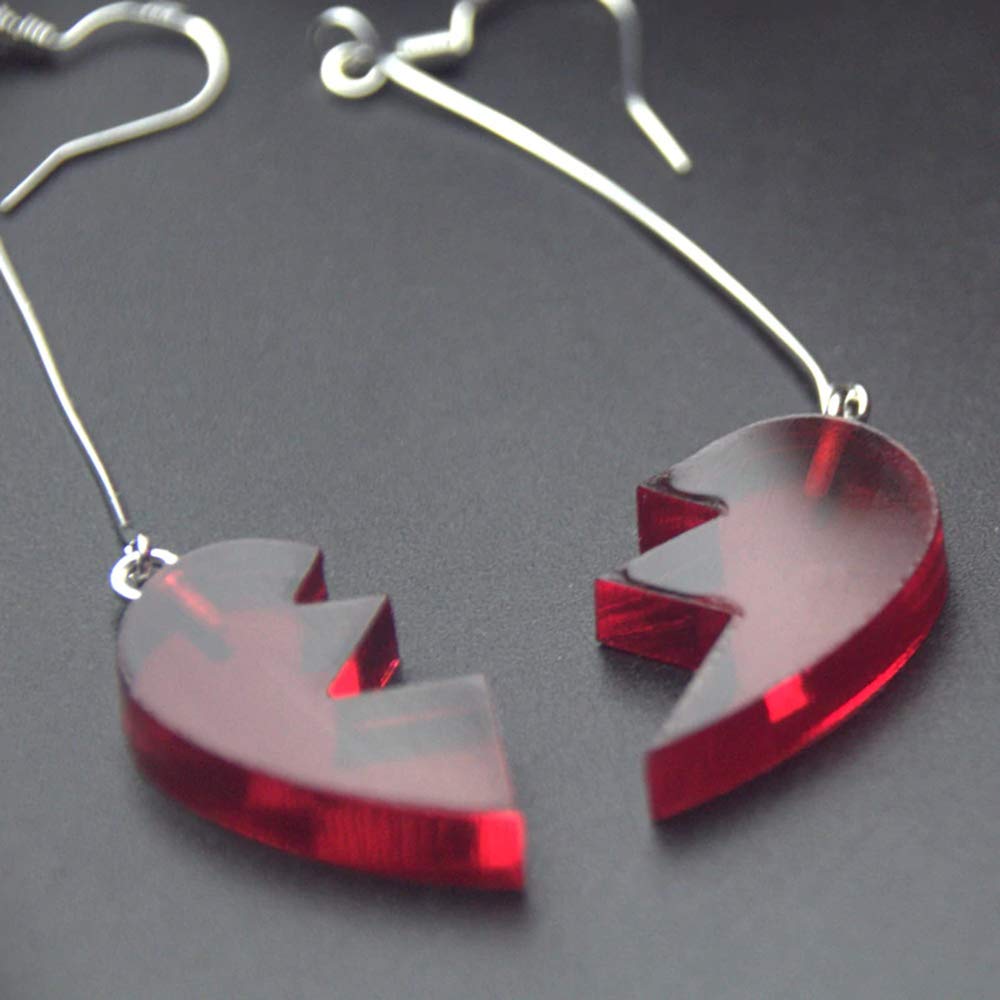 OfficialOtaku Red Heart Polnareff Copslay Earrings - Pair