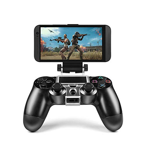 PS4 Controller Clip Mount, Mobile Phone Clamp Bracket Holder with Adjustable Stand Fit i-Phone Android