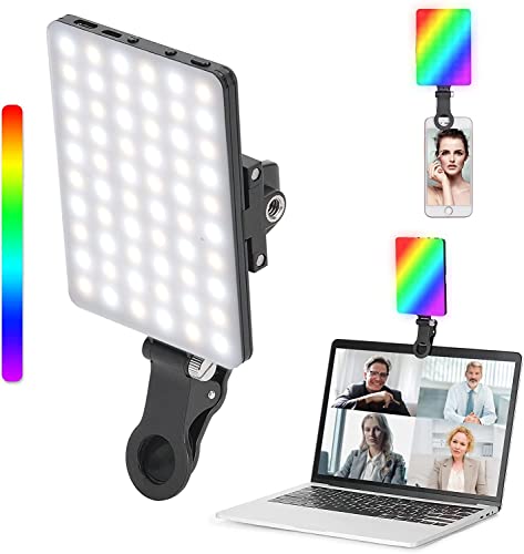 Newmowa RGB Video Light Portable LED Light for Phone, Tablet, Laptop, 360° Full Color CRI 95+ Dimmable 2500K-8500K, 2000mAh Rechargeable LED DSLR Lighting for Selfie, Makeup, Video Conference, TikTok