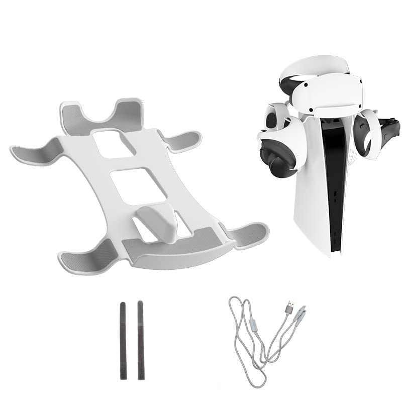 VR Storage Stand Bracket for PS VR2,VR Headset & Controllers Holder Display Station with Charging Cable,Settled on The 𝙋𝙎5 Console,VR Accessories
