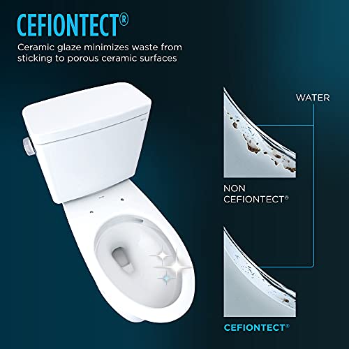 TOTO Drake Two-Piece Round 1.6 GPF Universal Height TORNADO FLUSH Toilet with CEFIONTECT, Cotton White - CST775CSFG#01