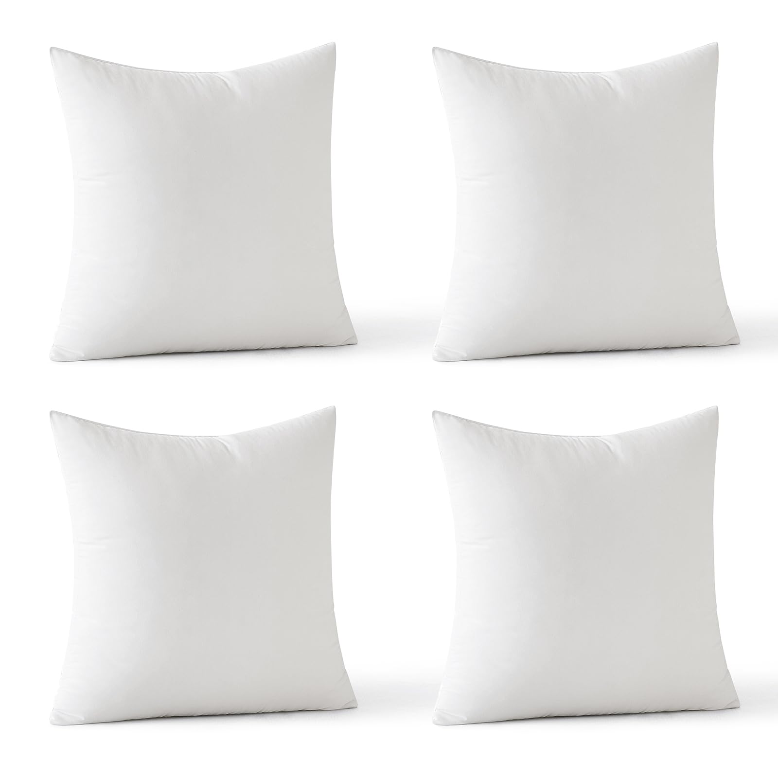 MIULEE 18x18 Pillow Inserts Throw Pillow Inserts Set of 4 18 x 18 Inches Pillow Inserts Square White Decorative Throw Pillows for Couch Sofa Bed