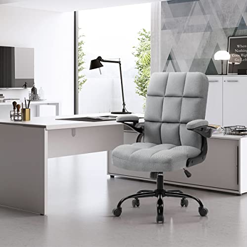 SEATZONE Home Office Chairs with Wheels, Comfortable Ergonomic Flip-up Armrest Adjustable Computer Desk Chair Backward Tilt