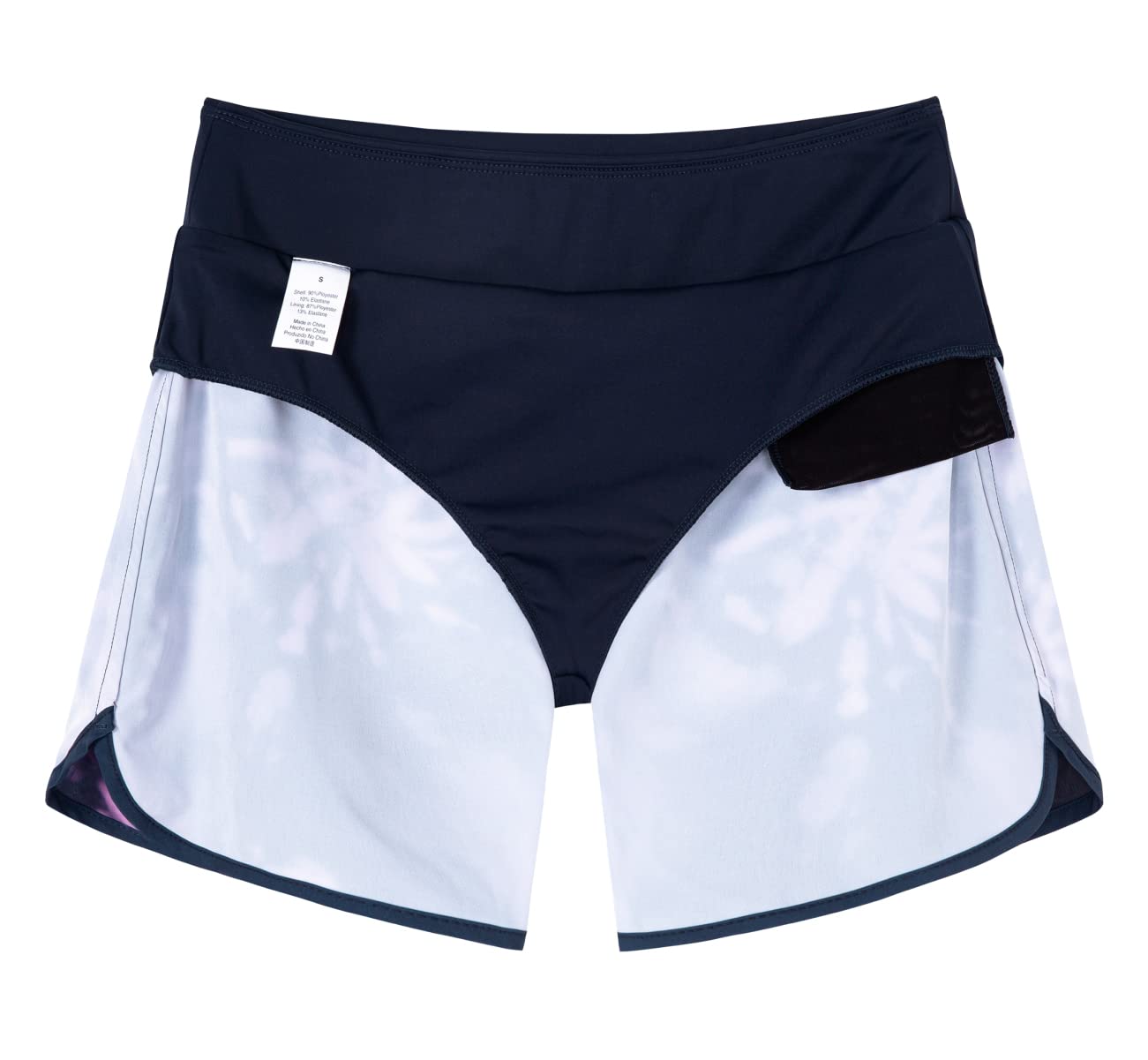 SURF CUZ Women's 5" Swim Board Shorts Tummy Control Swimsuit Bottom with Liner and Pockets (Purple Fireworks - S)