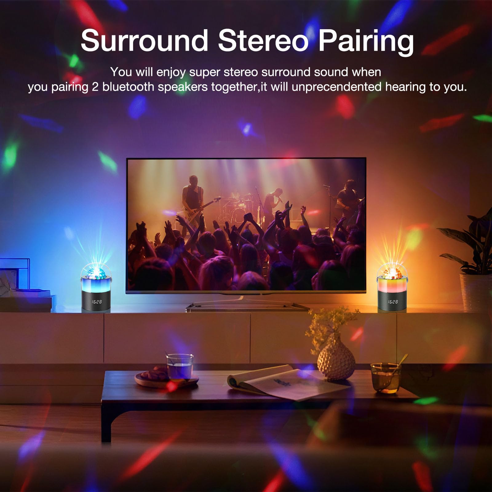 LEICEX Portable Bluetooth Speaker,Wireless Speakers with Bass HD Sound,Up to 12H Playtime,Disco Rotating Light/Music Light/Ideal for Home and Outdoor Karaoke Machine with Two Wireless Microphones