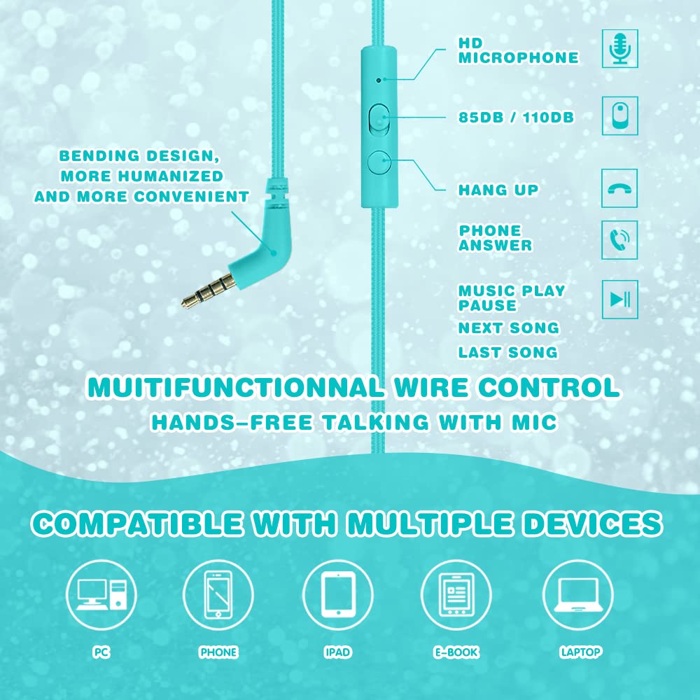 MIDOLA Headphone Kids Volume Limited 85/110dB Wired Over-Ear/On-Earr Foldable Headset with Inline Cable AUX 3.5mm Cord Mic for Boy Girl Child PC Notebook Tablet Purple