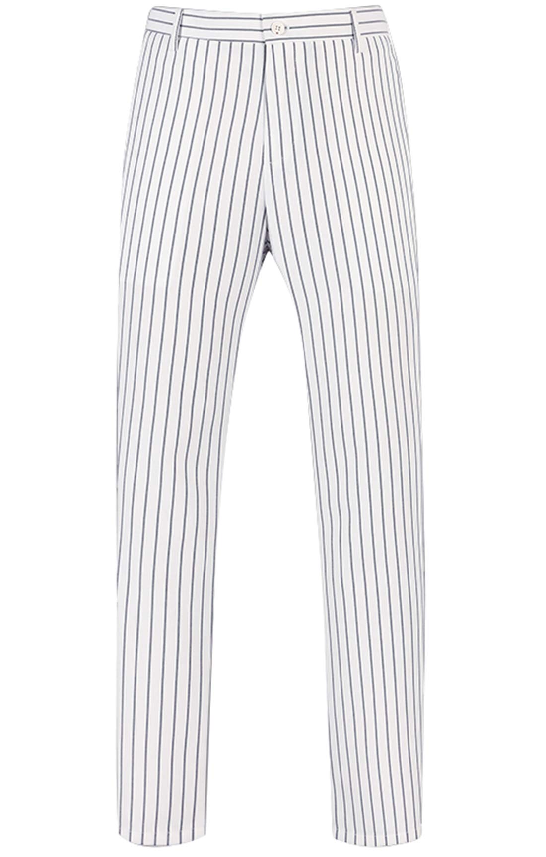 Mens 3 Piece Pinstripe Suit Slim Fit Casual Dress Suits Blazer + Vest + Pants US Size 32 White