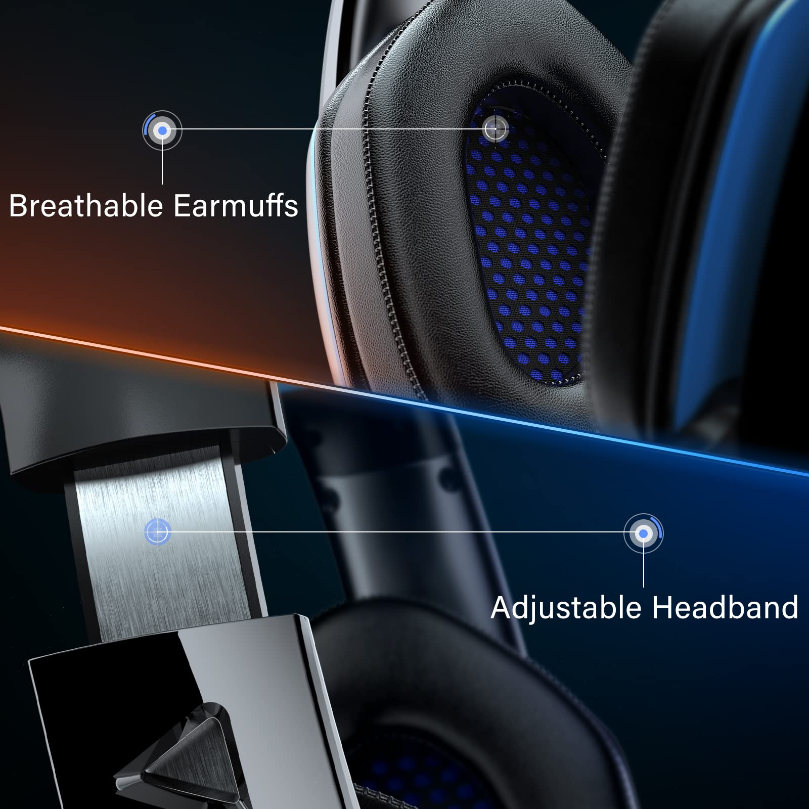 Ozeino Gaming Headset for PS4 PS5 Xbox One PC Switch Laptop with 7.1 Surround Sound, Gaming Headphones with Noise Canceling Mic