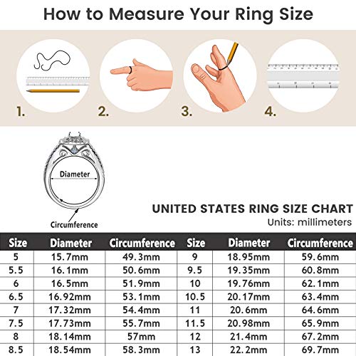 Newshe Matching Wedding Bands for Women Eternity Rings Sterling Silver Band Cubic Zirconia Size 9