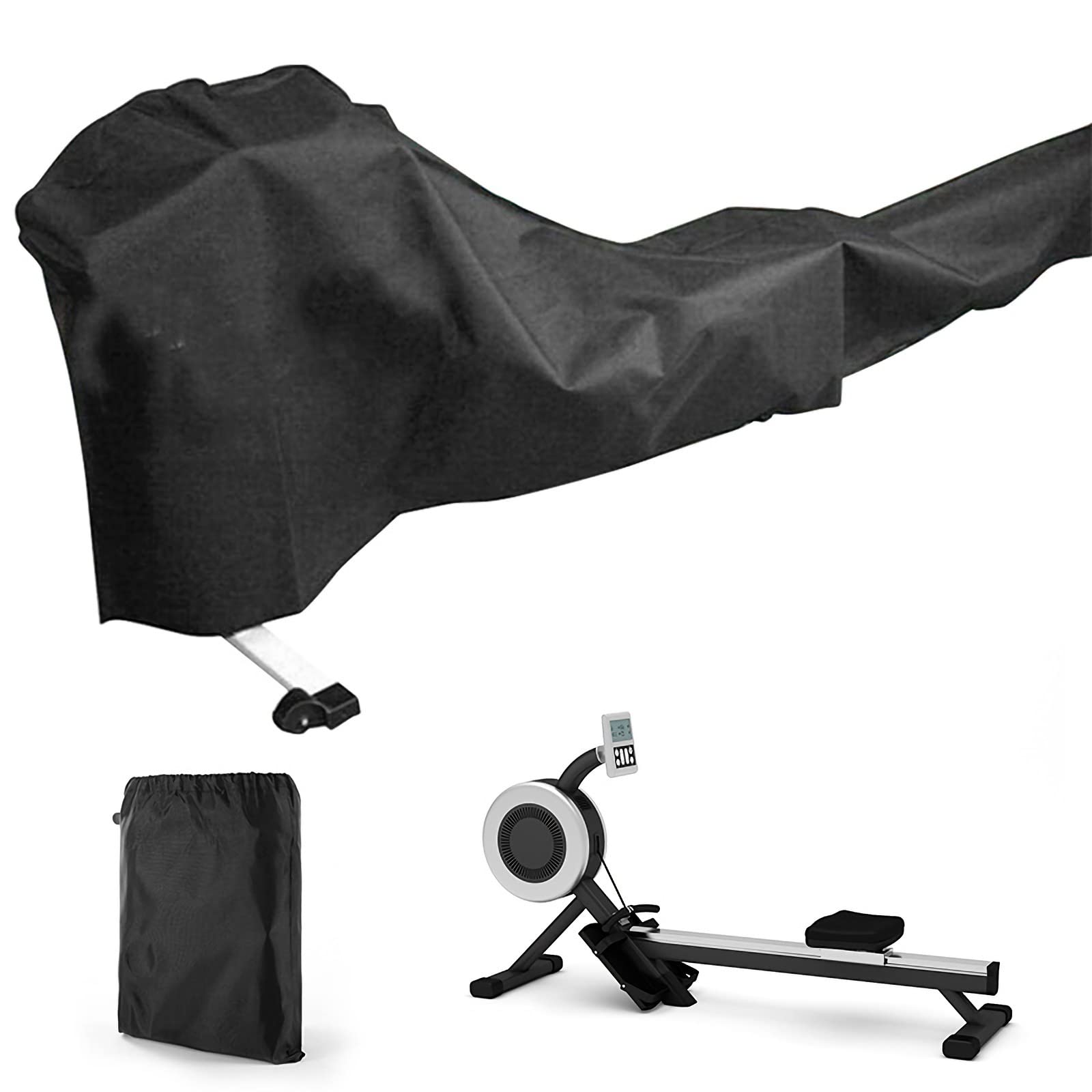 Rowing Machine Cover, Waterproof Cover with Storage Bag for Magnetic/Sports Rowing Machine Indoor and Outdoor use (Black)