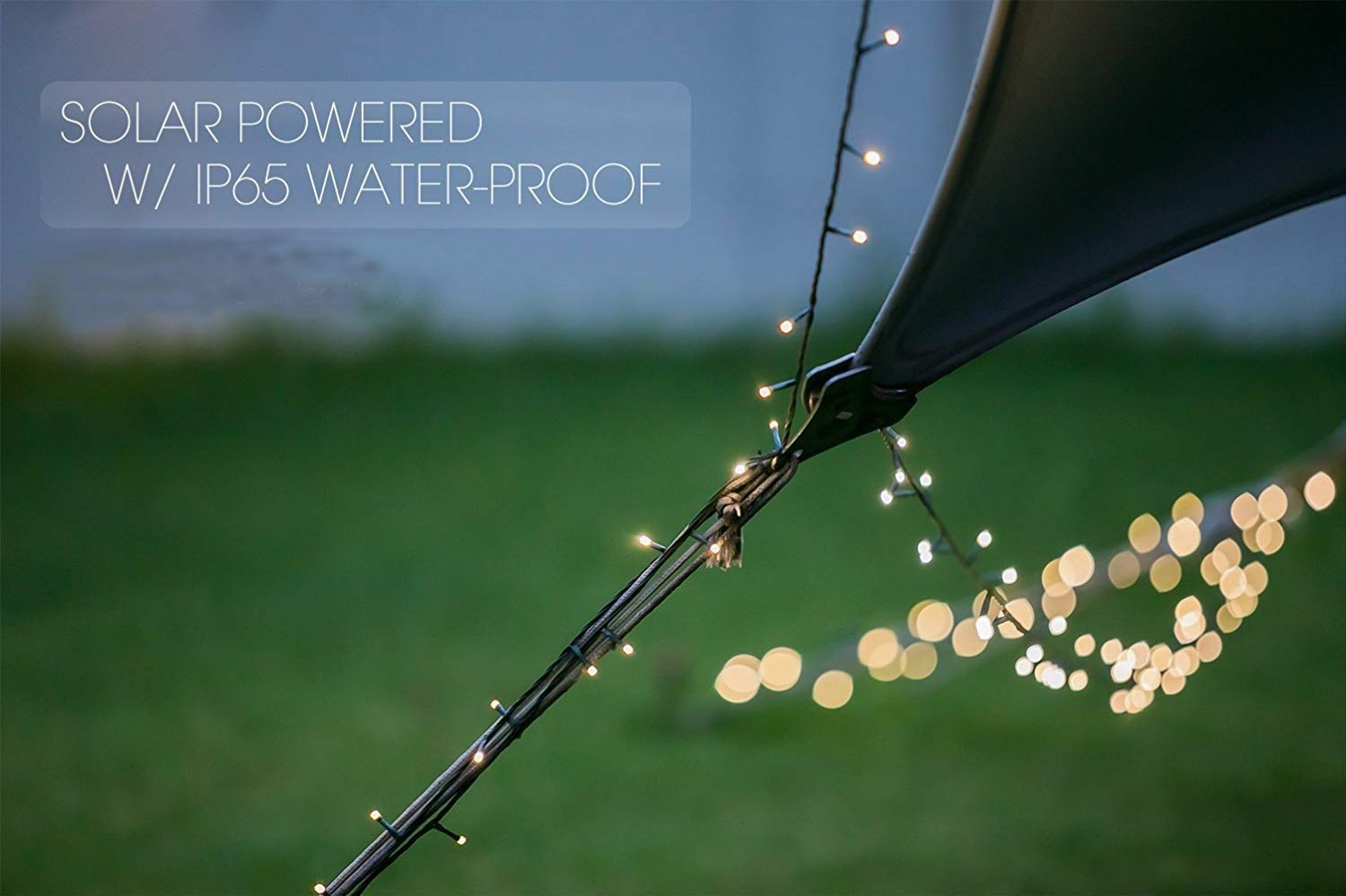 Moor Dual Powered - Solar + USB Plug in - 72ft 200 LED Fairy Lights Waterproof Decorative Fairy String Lights for Garden, Patio, Home, Wedding, Party, Christmas (Dual Powered, WarmWhite-1Pack)
